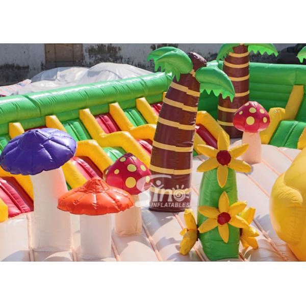 Quality 10x10m Big yellow duck inflatable theme park with sun beach sofa for entertainme for sale