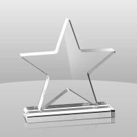 Quality 6'' H Clear Star Shape Acrylic Trophy With Base , Acrylic Star Award Custom Logo for sale