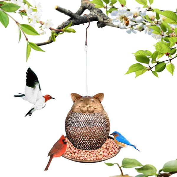 Quality Classical Punch Press Stamping All Metal Bird Feeder Bronze Colored for sale