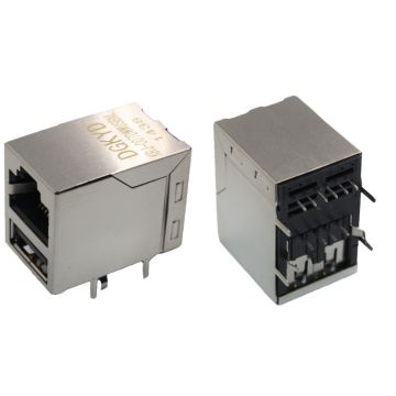 Quality Single port Integrated magnetic rj45 USB jack with 10/100base transformer for sale