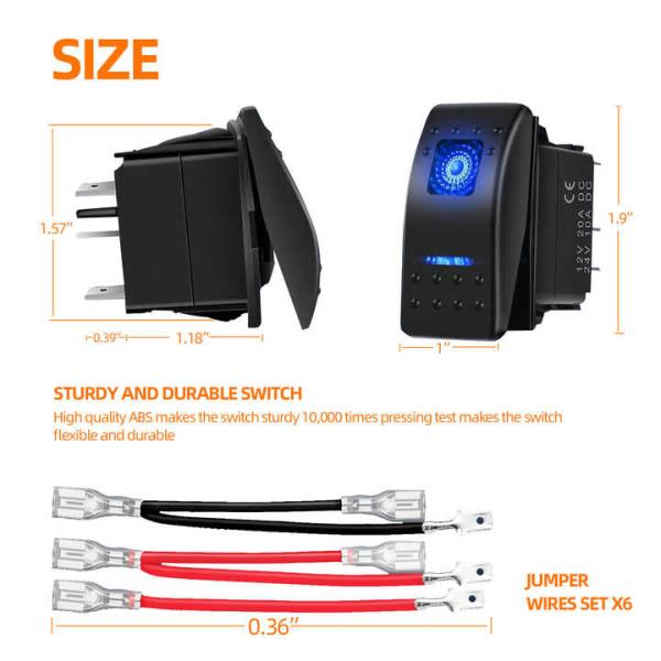 Quality Wleto LED 4 Pin Marine Auto Rocker Switch Panel Waterproof Dual Voltage for sale