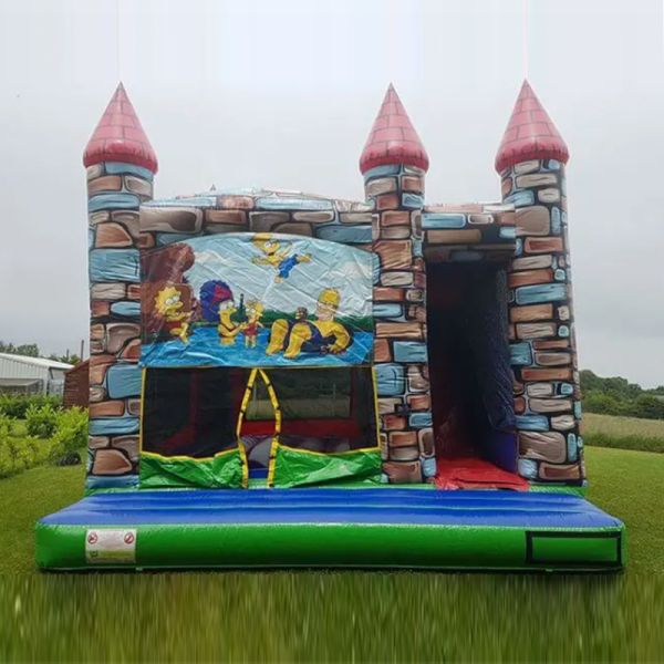 Quality Blower Commercial PVC Cartoon Animation Inflatable Bouncer House with Slide Pool for sale