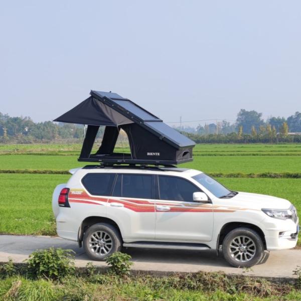 Quality 2-3 Person Hardshell Auto Roof Top Tent With Solar Panel Aluminium for sale