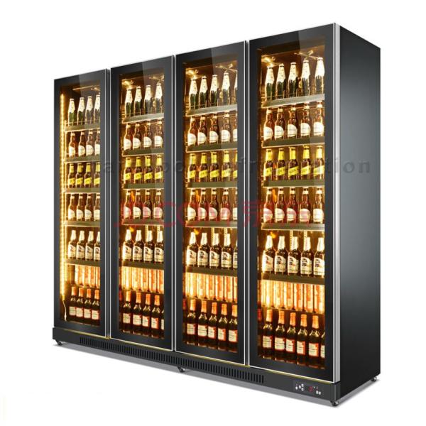 Quality Width 2240mm Beverage Display Refrigerator 4 Door Beer Cooler With Warm LED for sale
