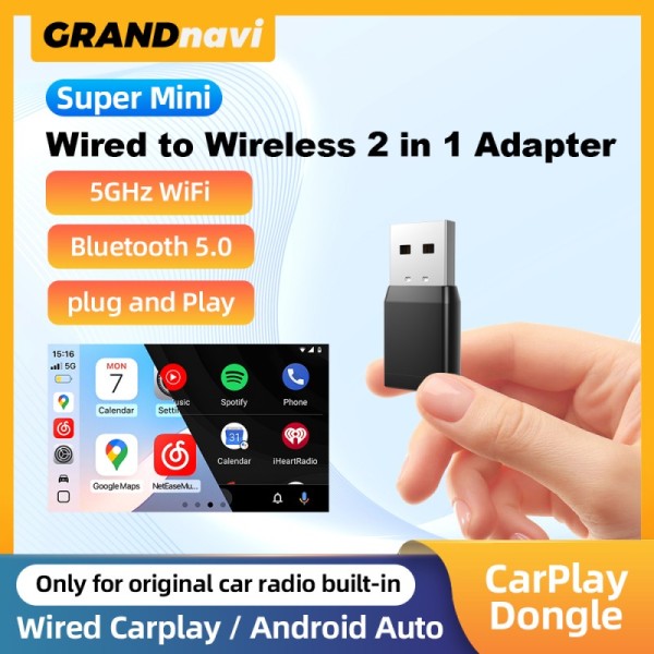 Quality Mini 2-in-1 Wireless Carplay Adapter & Wireless Android Auto Adapter for OEM Car Wired Carplay to Wireless for sale