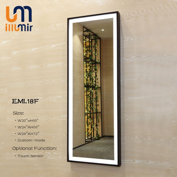 Quality Hotel Decoration Full Length Vanity Mirror With Black Frame Around Light for sale