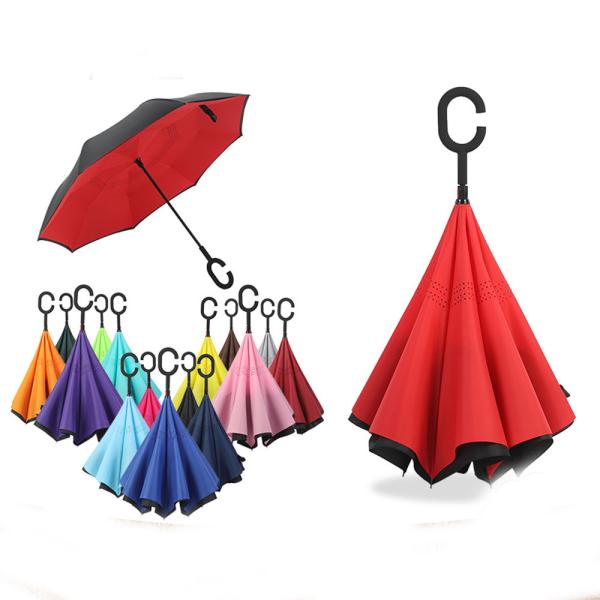 Quality Advertising Umbrella with C-Shaped Handle Anti-UV Waterproof Reverse Straight Umbrella for sale