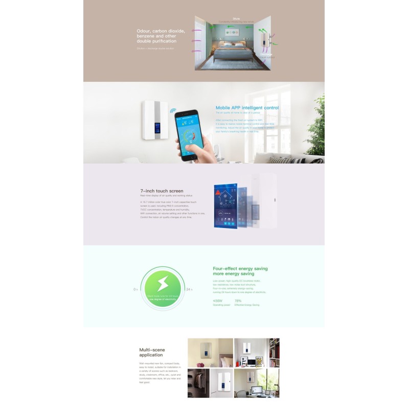 Wall-mounted air purifier ventilation system installation diagram