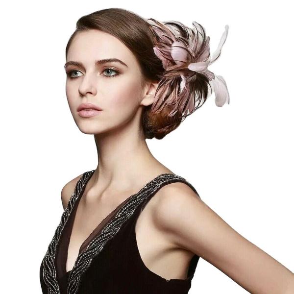 Quality 15*30cm Hackle And Goose Feather Mounts With Wire , Flower Feather Headband for sale