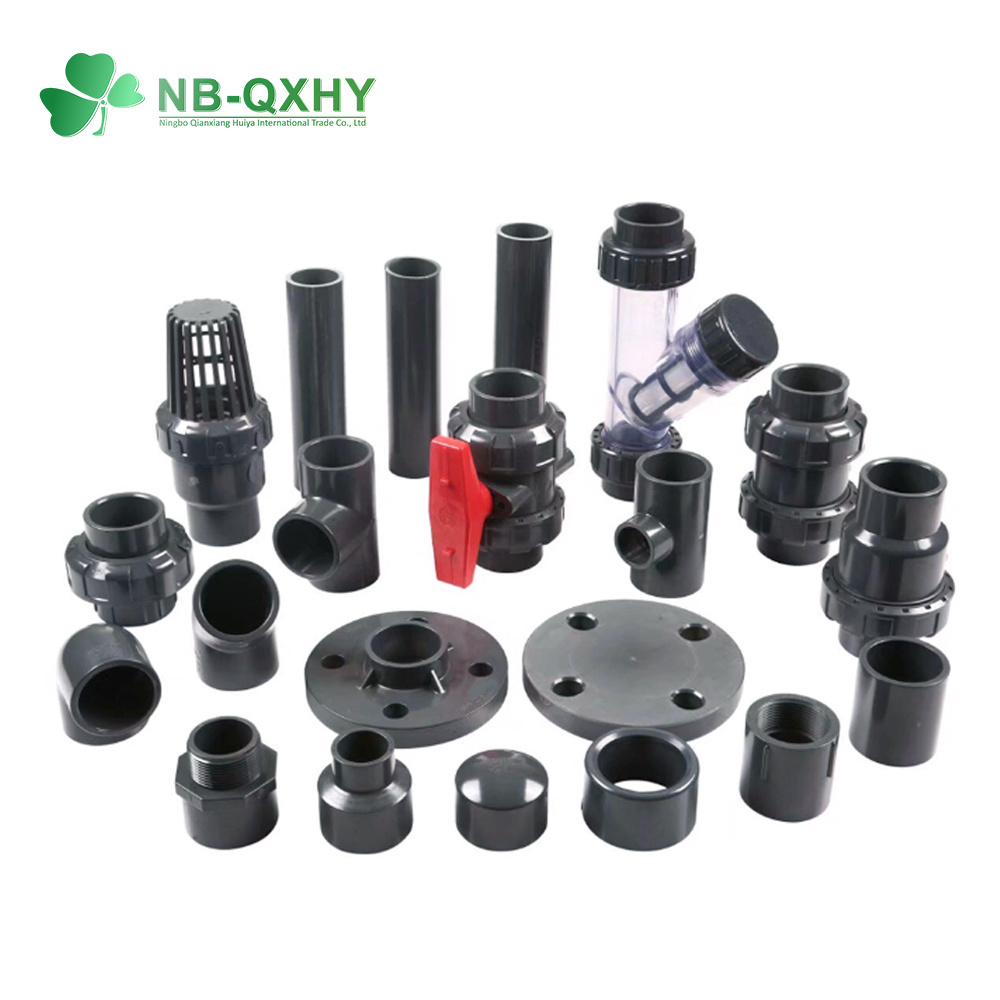 DIN Standard ASTM Sch40 Sch80 Water Supply Drain Pn10 Pn16 PVC Plastic UPVC CPVC Elbow Tee Industry Plumbing Pipe Fittings