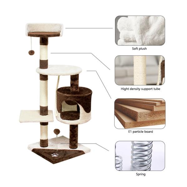 Quality 112cm Sisal Short Plush Climbing Cat Tree Tower for sale
