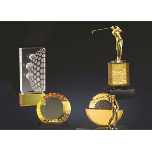 Quality Yellow Crystal Material Golf Hole In One Trophy Multiple Types Optional for sale