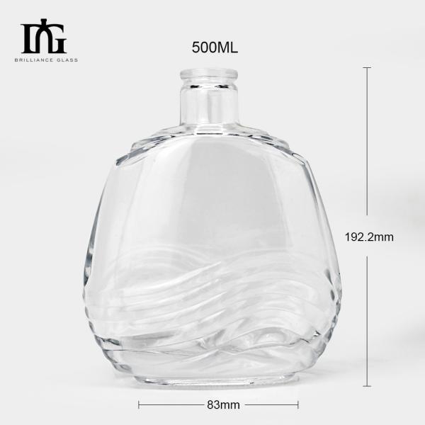 Quality 750ml Glass Clear Round 700ml Glass Spirit Bottles for Whisky and Brandy TJ008 for sale