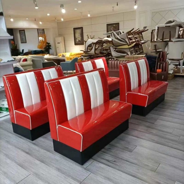 Quality American Restaurant Fast Food Booth Seating Retro 1950S Long Sofa for sale