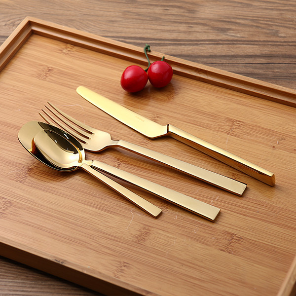 Quality Integrated Forged Rustproof Square Handle 1810 Stainless Steel Flatware for sale