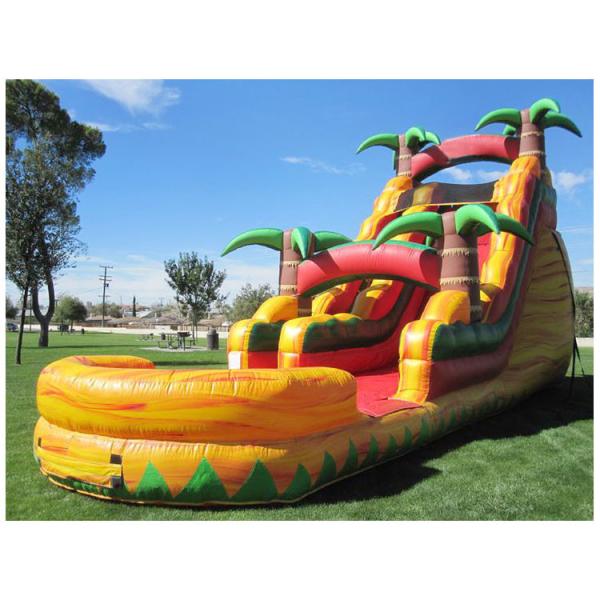 Quality Yellow 22 Ft Tropical Fiesta Breeze Water Slide Inflatable Water Slides With Pool for sale