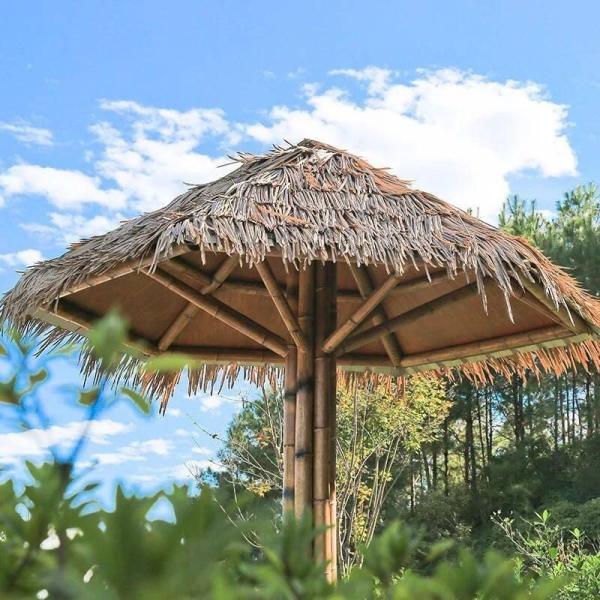 Quality Plain PVC Material Component Natural Looking Roofing Decorative Plastic Thatch for sale
