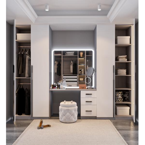 Quality U Shaped Solid Wood Modern White Walk In Closet Room Shaker Style Small Walk In Wardrobe for sale