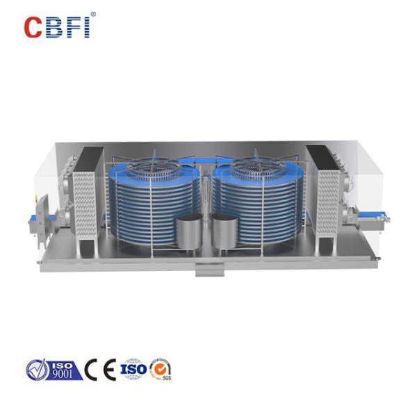 Quality Double Towers Columns Drums Stainless Steel Belt Spiral Cooling Conveyor Freezer for Bread Pizza Bread Pita and Cookies for sale