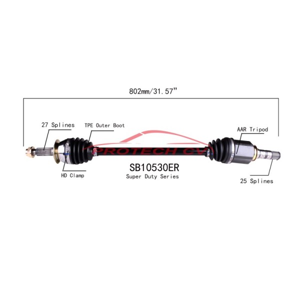 Quality SB10530ER Cv Drive Axle 2008-2013 Subaru Front Drive Shaft Heavy Duty Clamp for sale