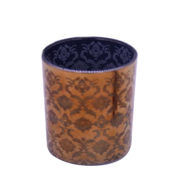 Quality Copper Glass Candle Holders With Laser Engrave Pattern for sale