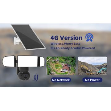 Quality Solar Powered PIR Motion Detection 4G Floodlight Security Camera 4MP for sale