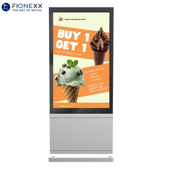 Quality 49 inch Silver Windows Outdoor Fanless Vertical Digital Totem for sale