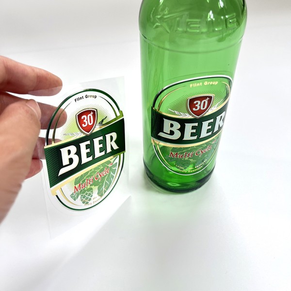 Quality Custom Private PET Transparent Clear Adhesive Black Beer Beverage  Packaging  Label Sticker Manufacture for sale
