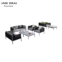 Quality Modern Simple Sofa Set Design Aluminum Frame Rope Waterproof Outside Garden Sofa for sale