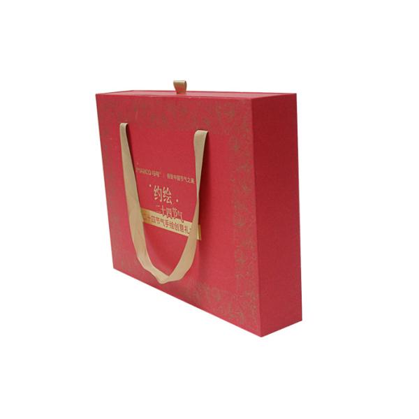 Quality Ivory board Ribbon Handle Box Embossing and Debossing Finishing for sale