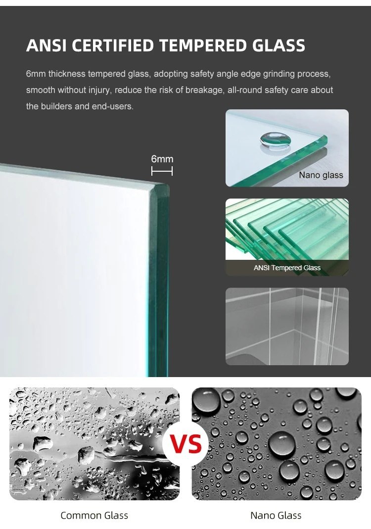 Factory Price Tempered Glass Sliding Shower Frame Bathroom Sliding Glass Shower Door Bathroom Shower Panel