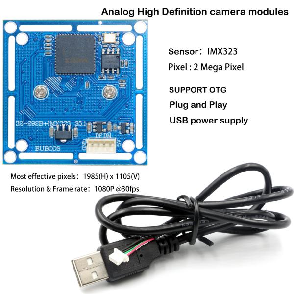 Quality Low Light 2MP IMX323 WDR Camera Module H.264 USB CMOS Sensor Camera Module 1080P for sale