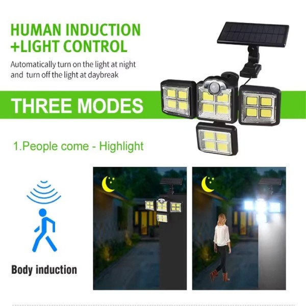 Quality Wall Mount Solar Garage Four Heads Led Motion Sensor Security Light for sale