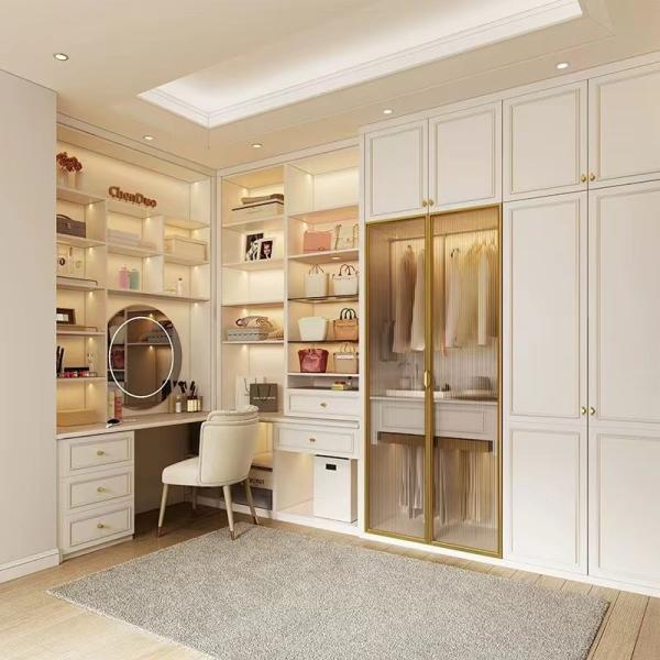 Quality Customized Luxury Modern Walk In Closet Units Small Closet Melamine Wood for sale