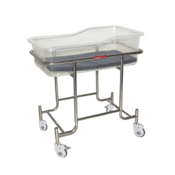 Quality ABS Plastic Basin Stainless Steel Silent Wheels Hospital Baby Cart for sale