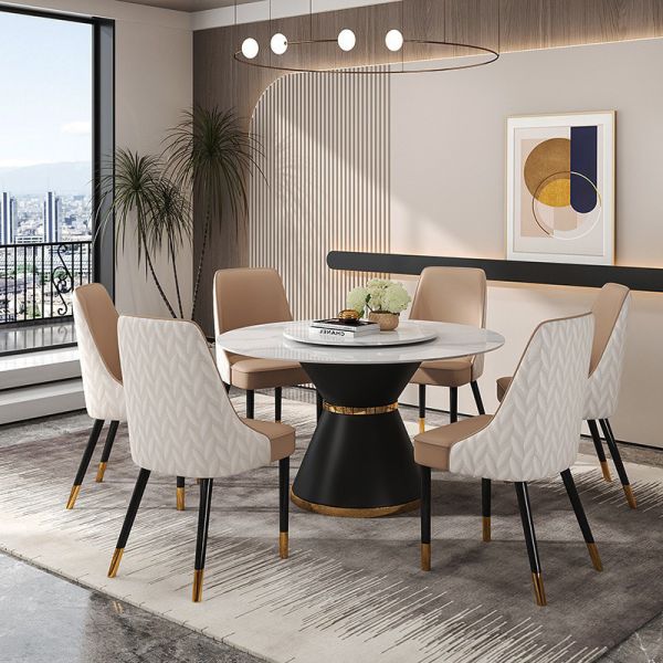 Quality 1.3/1.5M Width Large Functional Round Dining Room Tables With Turntable for sale