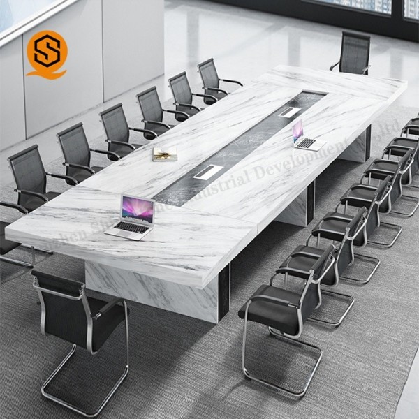 Quality Marble Solid Surface Conference Table Rectangle 12 Feet Conference Table for sale
