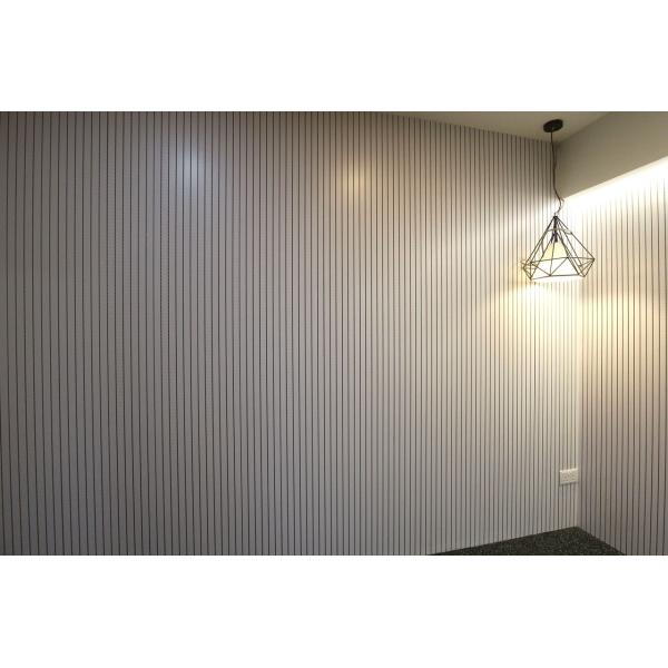 Quality White Laminated Slat Acoustic Ceiling Panels Grooved MDF Panels 13/3mm for sale