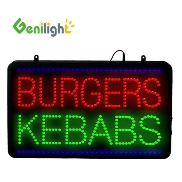Quality Power Certificate ABS Open-Mold BURGERS KEBABS LED Sign for Customized Size and for sale