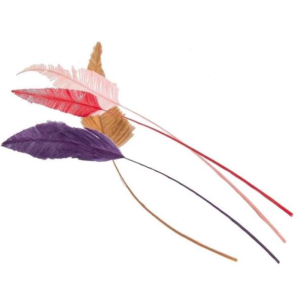 Quality Pattern Dyed Head Arrow Millinery Feather Stripped Ostrich Plume Feathers 25-30cm for sale