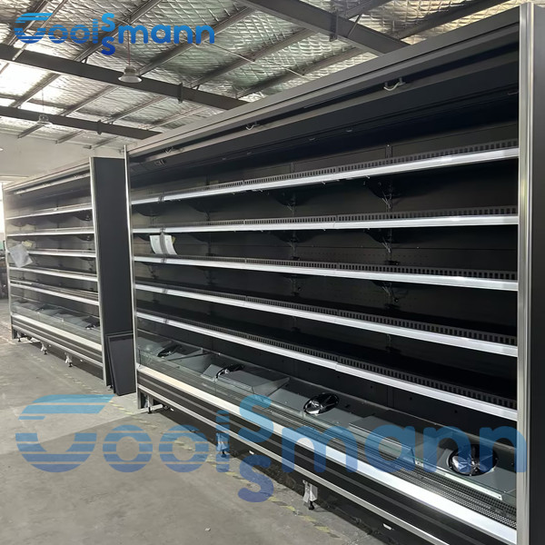 Quality Drink Display Multideck Open Chiller With Night Curtain Showcase Refrigerator for sale
