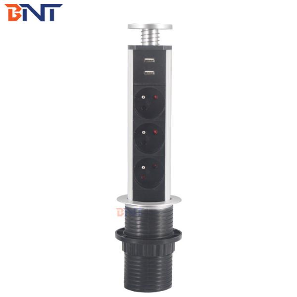 Quality Hidden Table Mounted Pop Up Counter Outlet With Three EU Power Interfaces for sale