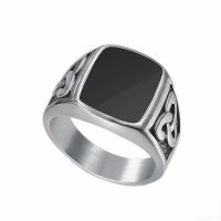 Quality Black Enamel Mens Stainless Wedding Bands Size 5 - 10 Stainless Steel Wedding for sale