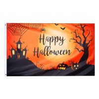 Quality Orange 120x180cm Halloween Outdoor Flags Double Sided Printed for sale