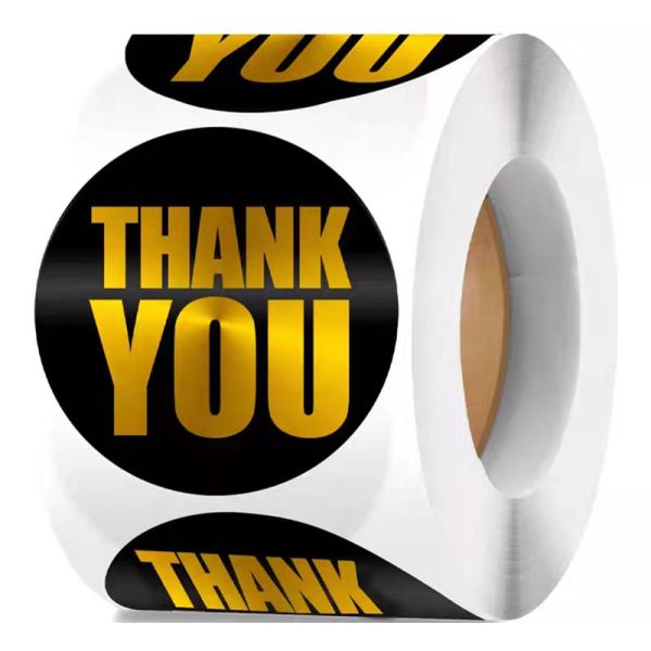 Quality Gelebor Self Adhesive Gold Foil Thank You Stickers Vinyl Small Thank You Stickers for sale