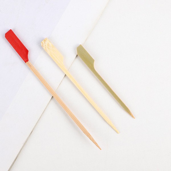 Quality Disposable Long Paddle Flat Bamboo Skewers Customized Color for sale