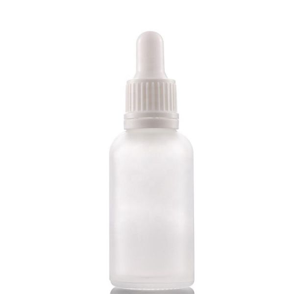 Quality Transparent Frosted Glass Essential Oil Bottles , 30ml Empty Essential Oil Dropper Bottle for sale