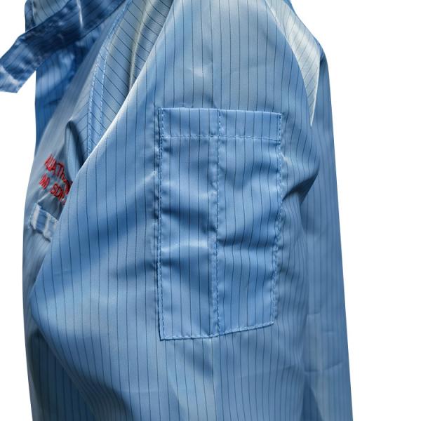 Quality Unisex 5mm Stripe ESD Anti Static Smock For Class 100 Cleanroom for sale