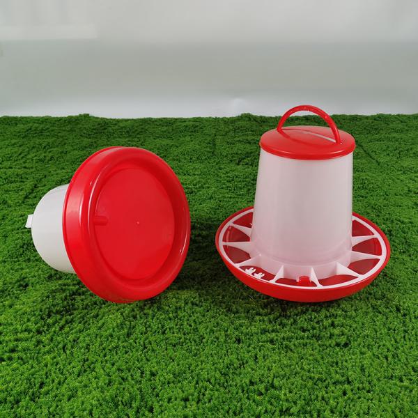 Quality Modern Cylinder Poultry Feeder Red / White 6L Capacity for Chickens Ducks and for sale