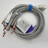 Quality Fukuda Denshi 3mm EKG Cables One Piece With Banana DB15 Pin Connector for sale